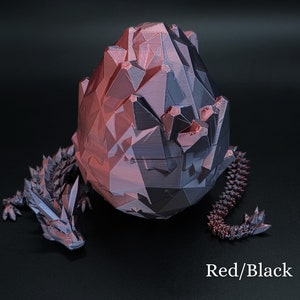 3D Printed Crystal Dragon, Dragon Egg, Articulated Dragon Figurine ...