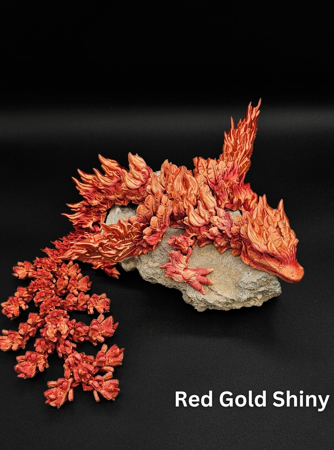 3D Printed Phoenix Fire Pyro Dragon, Articulated Dragon Figurine ...