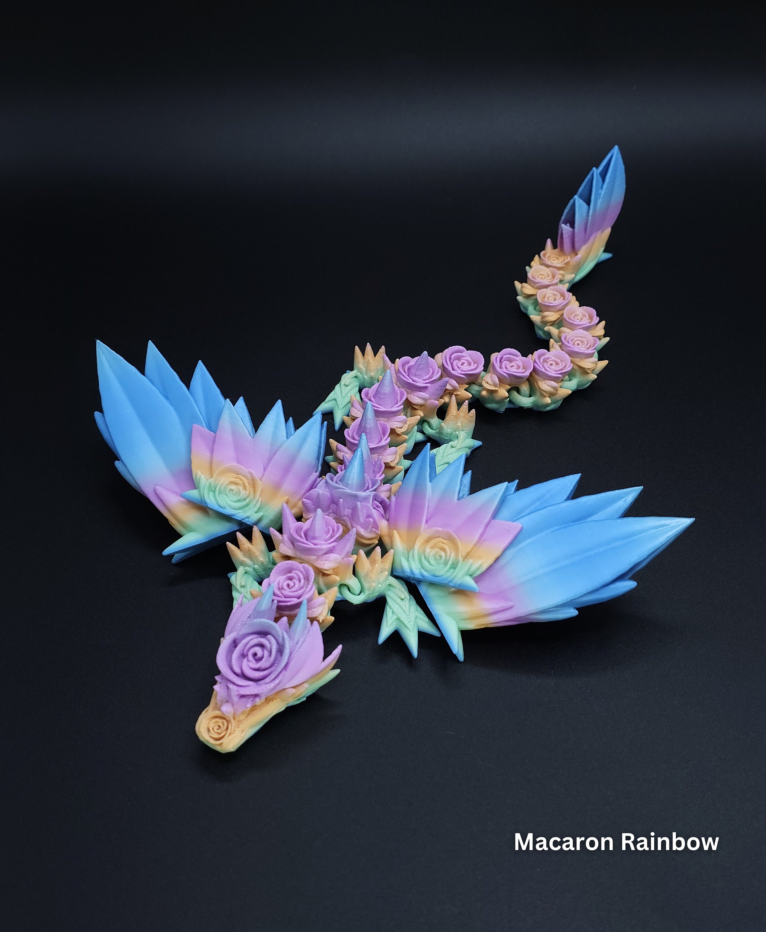 3D Articulated Rose Dragon Fidget Toy, Winged Dragon, Bookshelf Decor ...