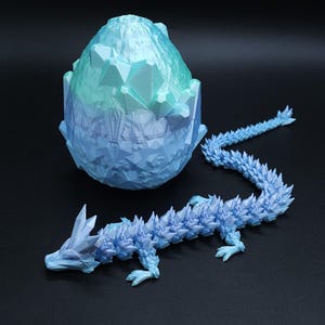 3D Printed Crystal Dragon, Dragon Egg, Articulated Dragon Figurine ...