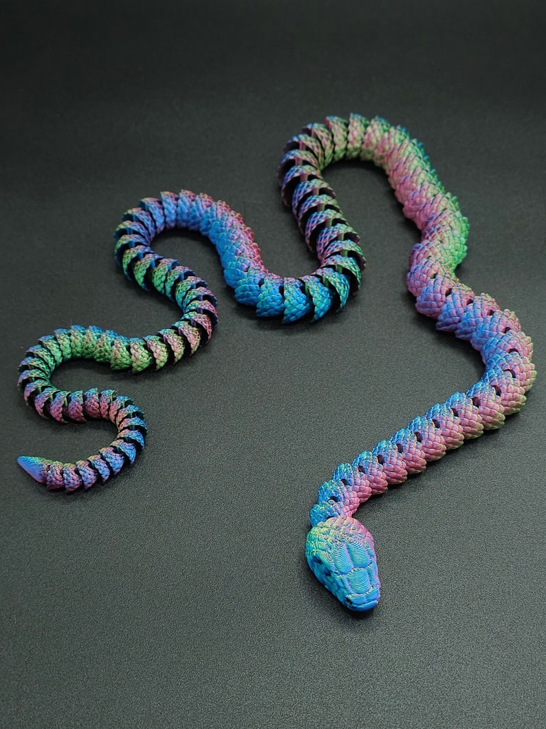 3D Printed Articulated Snake Figurine, Reptile Toy, Toddler Decor - Etsy