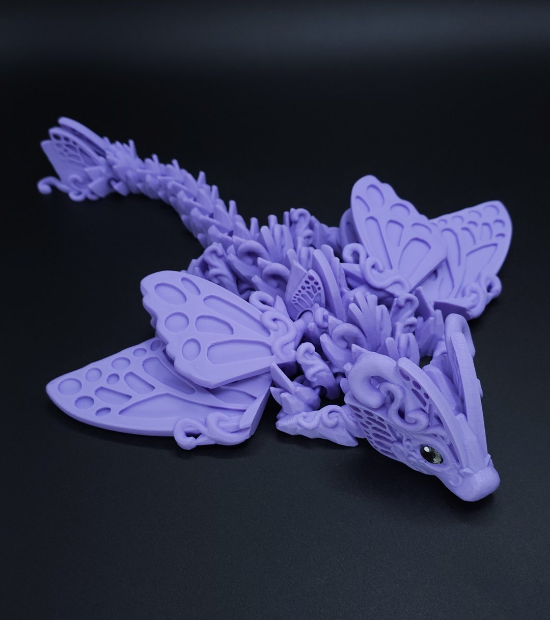 3D Printed Baby Winged Butterfly Dragon, Articulated Dragon Figurine ...