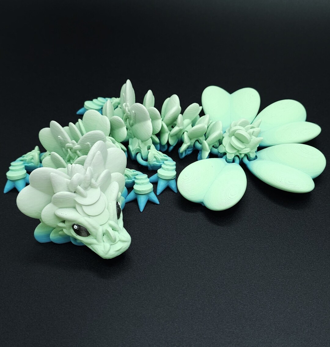 3D Printed Baby Lucky Clover Dragon, Toy, Dragon , Articulated Dragon ...