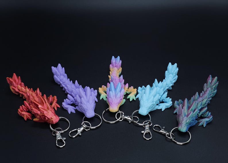 3d Printed Gemstone Dragon Keychain , 3d Dragon, Dragon Fidget Toy ...