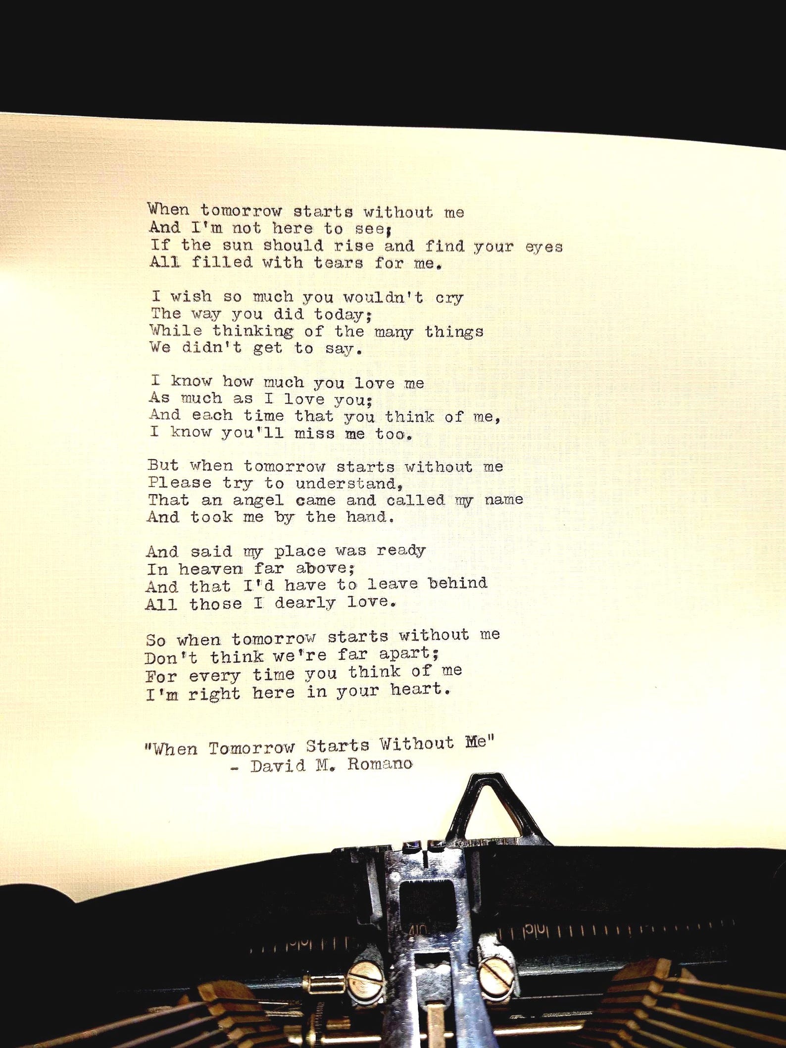 When Tomorrow Starts Without Me Typewritten Poem - Etsy