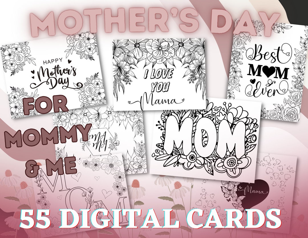 55 Mothers Day Cards/coloring Pages - Etsy