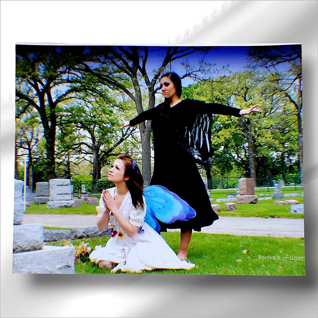 Digital Wall Art Size 8 X 10 Good Fairy / Bad Fairy in Cemetary - Etsy