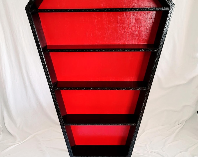 52 Inch Coffin Bookshelf, Goth, Spooky, Home Decor, Bookcase, Mystic ...