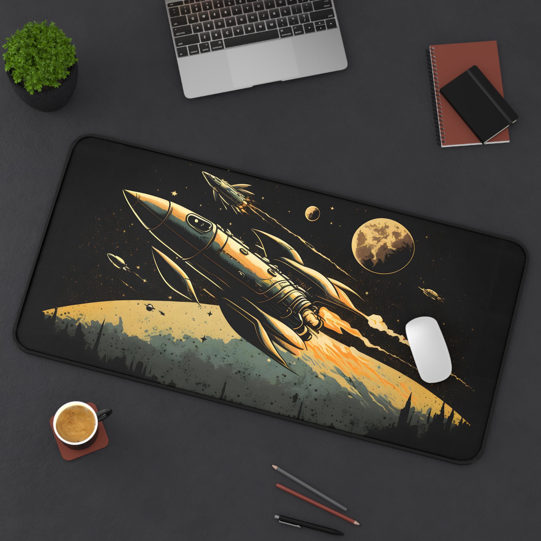 Interstellar Adventure Gaming Mouse Pad Retro Spaceship Design Gift for ...