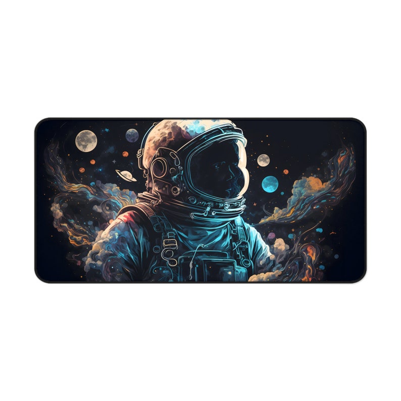 Space Themed Desk Mat | Astronaut Floating Design | Workspace Accessory ...