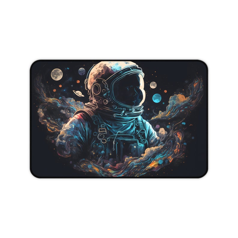 Space Themed Desk Mat | Astronaut Floating Design | Workspace Accessory ...