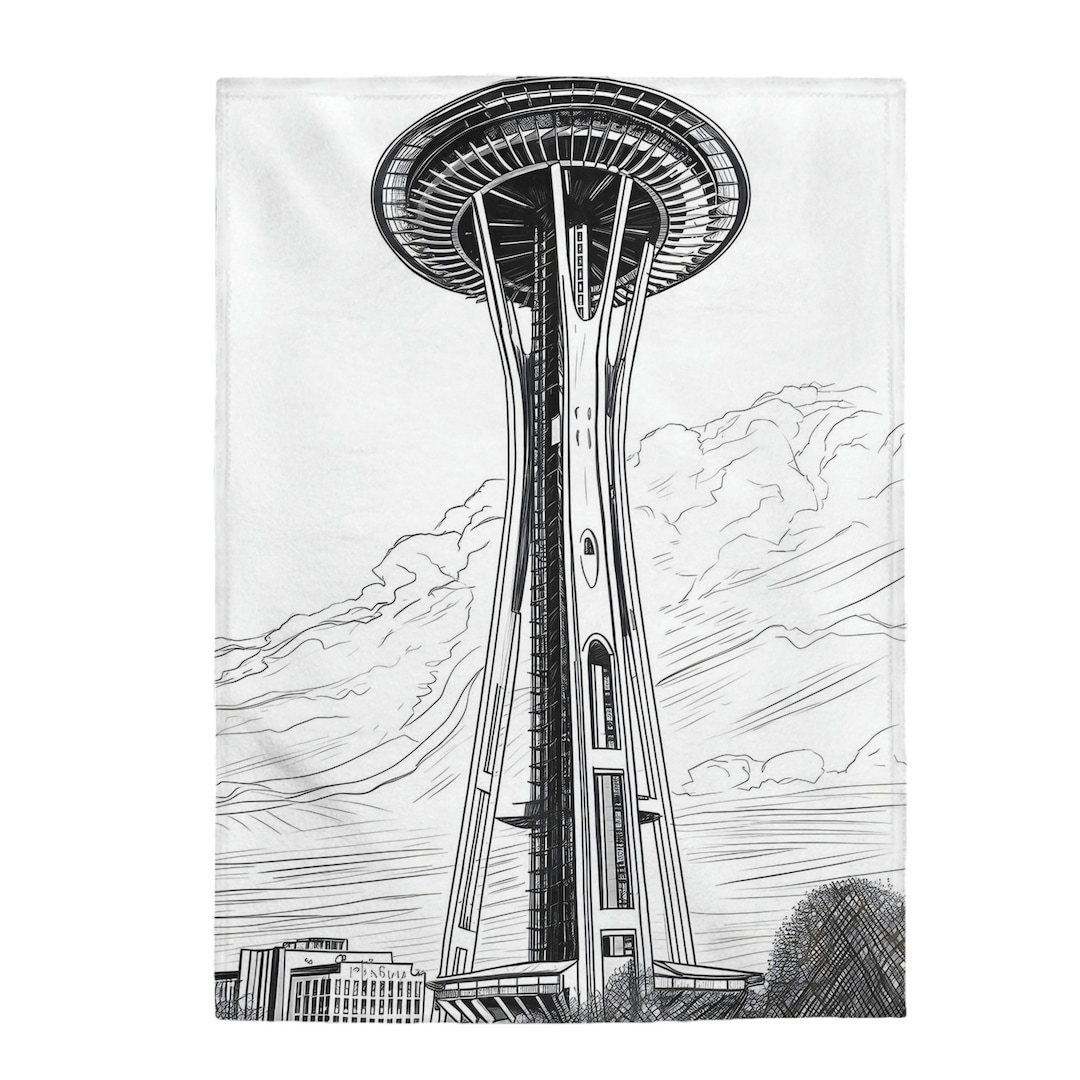Seattle Space Needle Art Radial Design Blanket Velveteen - Etsy