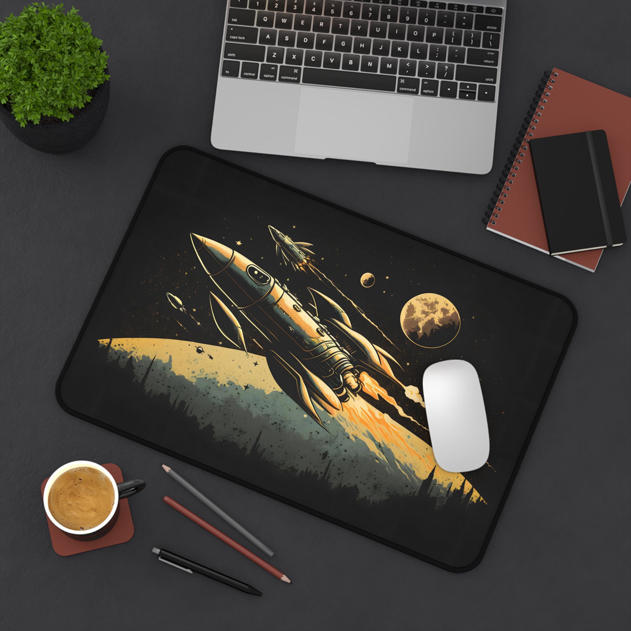 Interstellar Adventure Gaming Mouse Pad Retro Spaceship Design Gift for ...