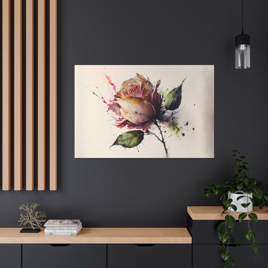 Vivid Single Rose Art | Single Bloom | Striking Landscape Canvas Print ...