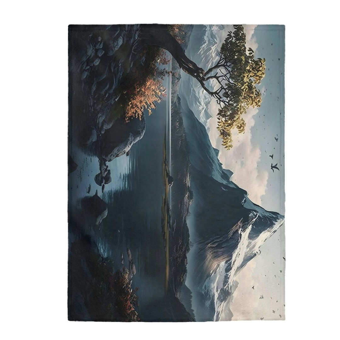 Serene Mountain Lake Plush Blanket | Velveteen Print | Perfect for ...