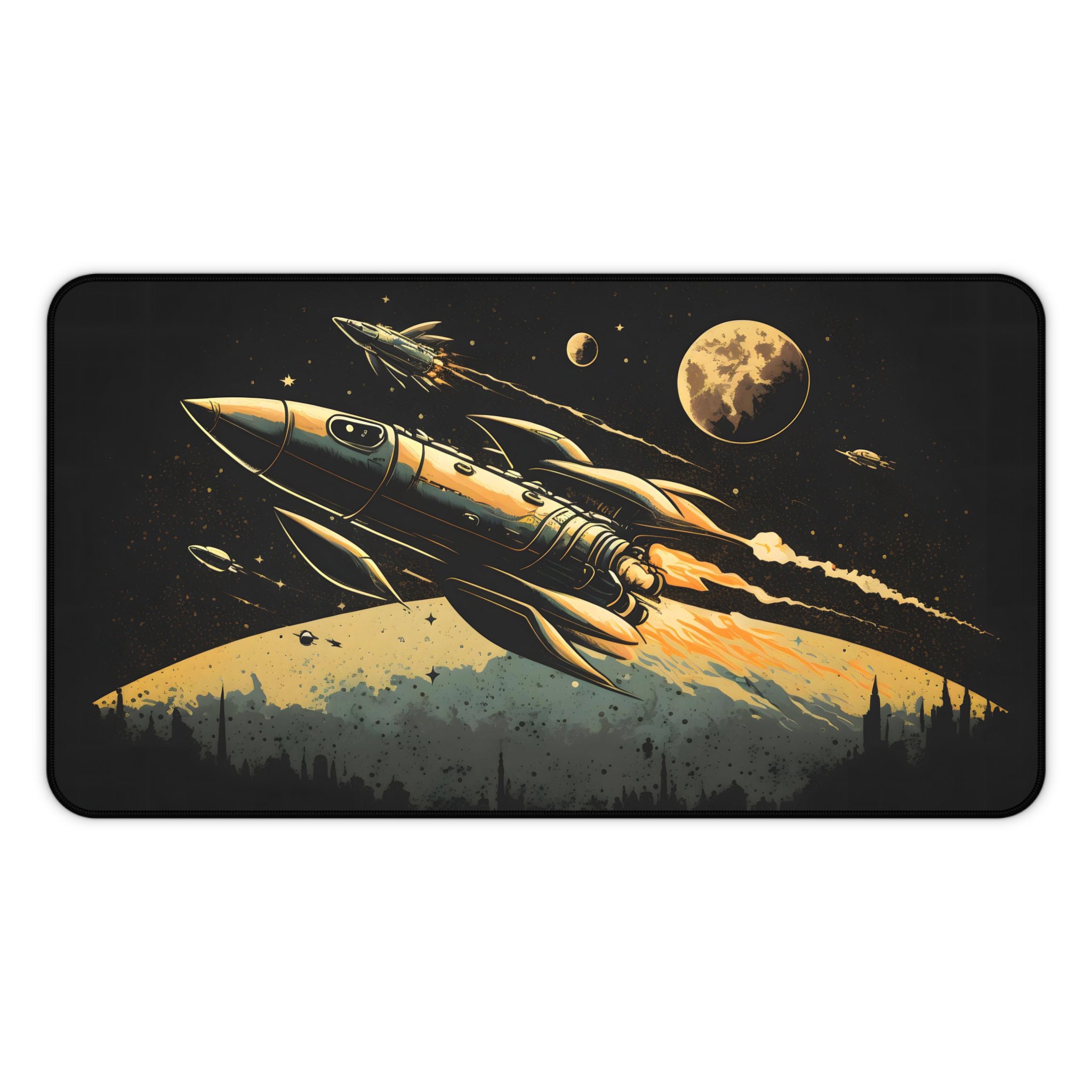 Interstellar Adventure Gaming Mouse Pad Retro Spaceship Design Gift for ...