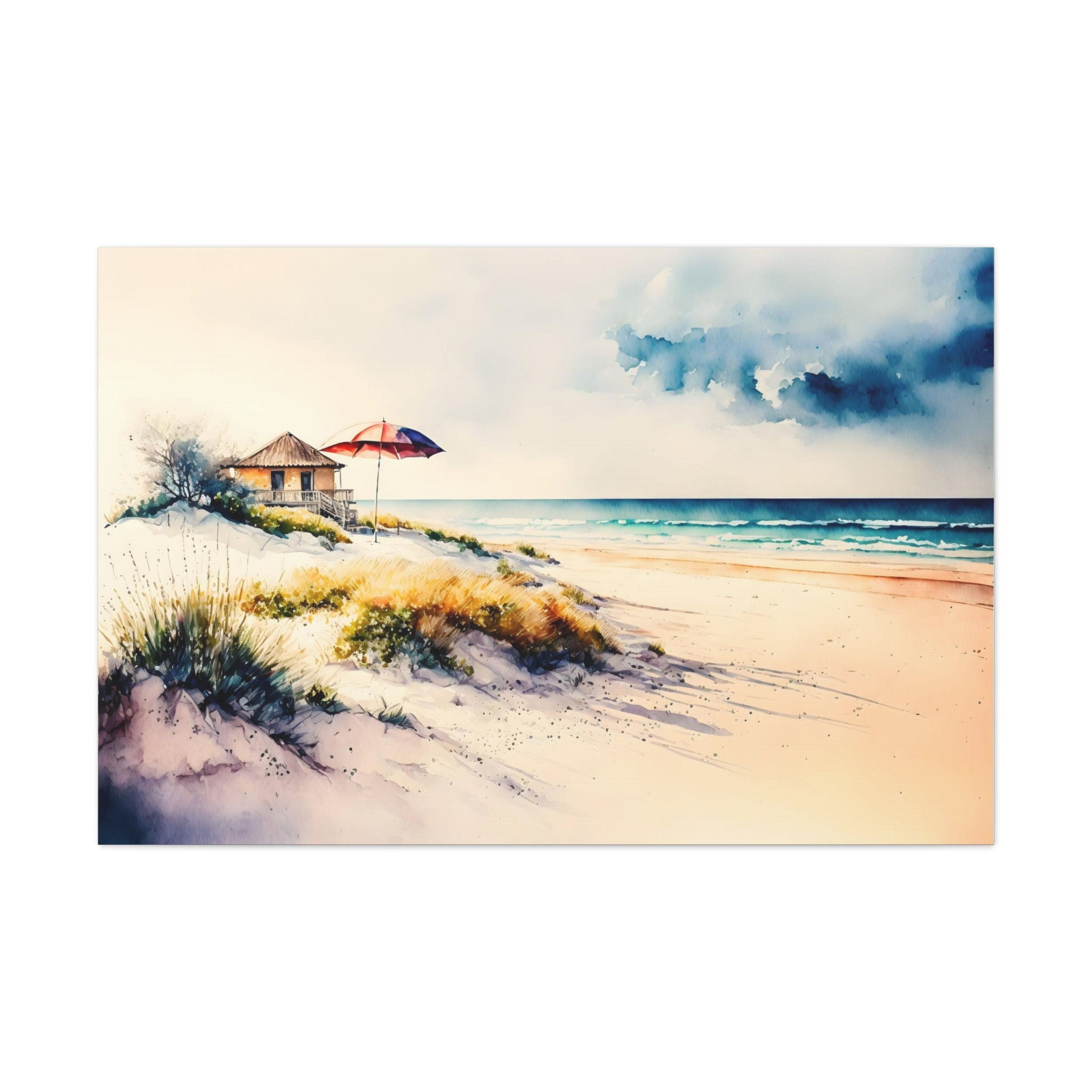 Serene Beach Scene Canvas Print Serene Beach House Art - Etsy