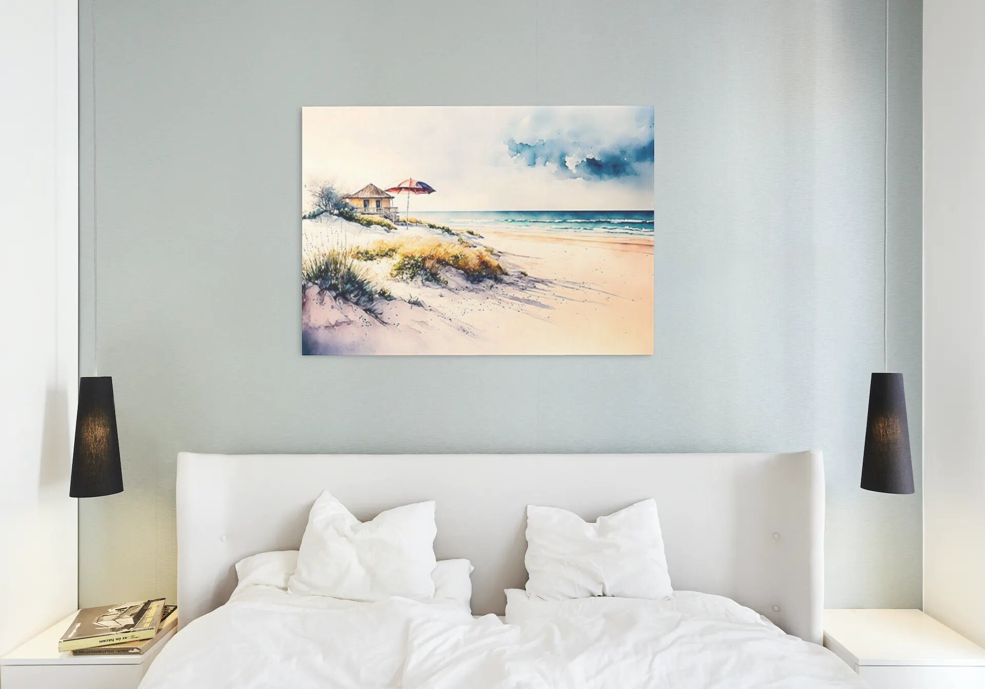 Serene Beach Scene Canvas Print Serene Beach House Art - Etsy