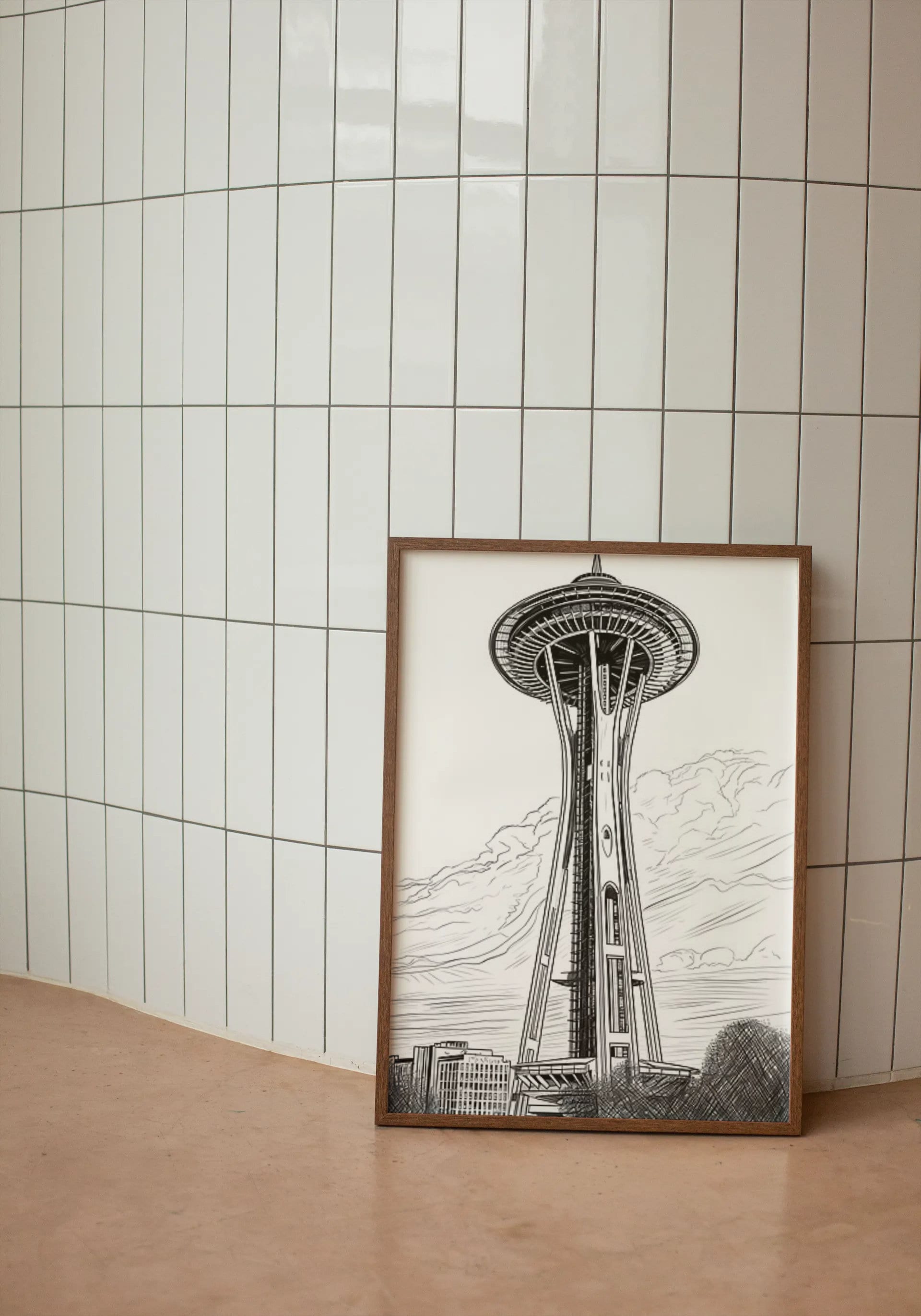 Iconic Space Needle Drawing Canvas Print Detailed Architecture Art Gift ...
