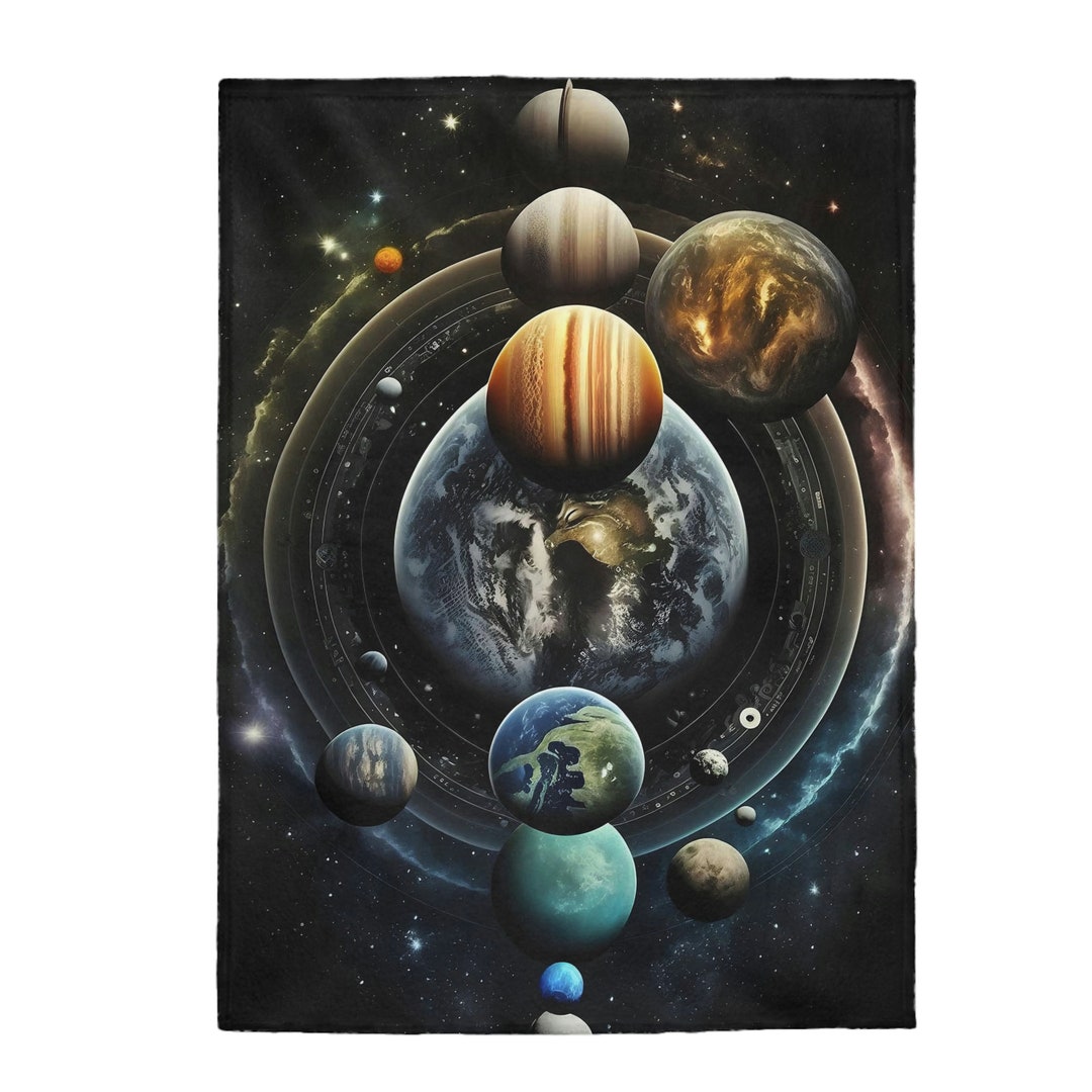 Mystic Solar System | Velveteen Plush Blanket | Perfect for Astronomy ...