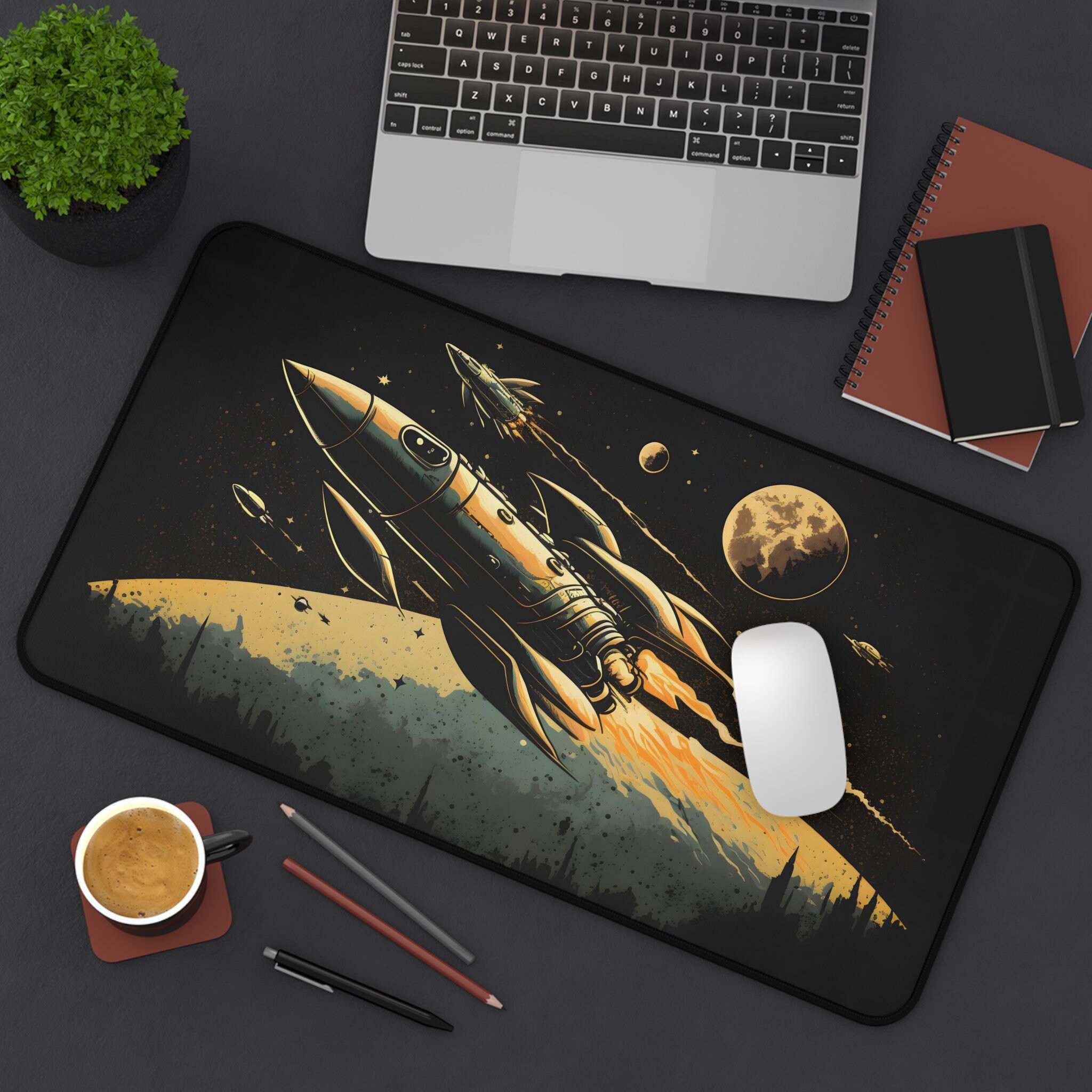 Interstellar Adventure Gaming Mouse Pad Retro Spaceship Design Gift for ...