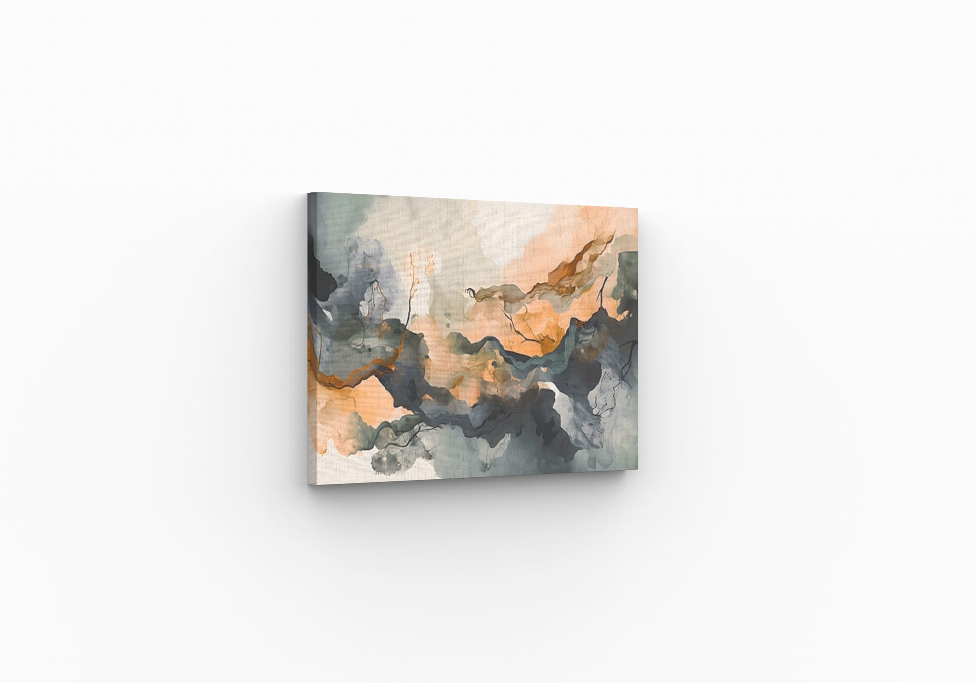 Orange and Blue Abstract Painting Canvas Print Captivating and Unique ...