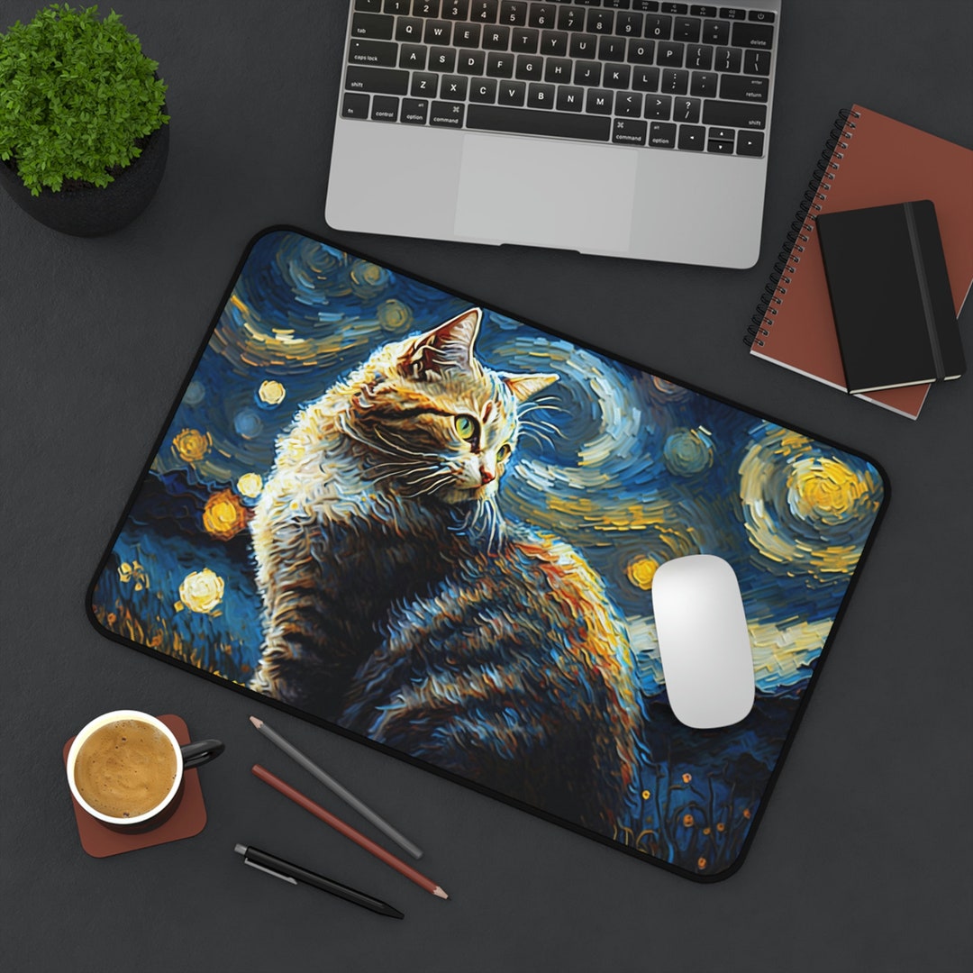 Stunning Black Cat Desk Mat Perfect for Cat Lovers, Art Collectors, and ...