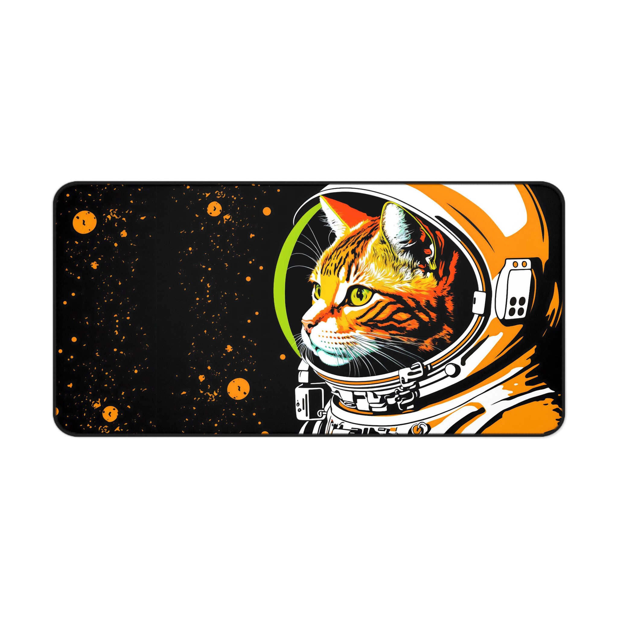 Space Cat Desk Mat Whimsical Feline Astronaut Design Durable Neoprene ...