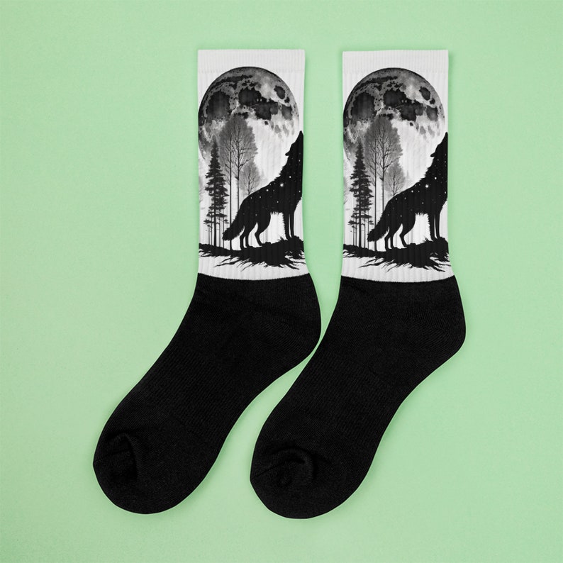 Wild Wolf Socks | Crew Length | Bold Graphic Design | Comfortable ...