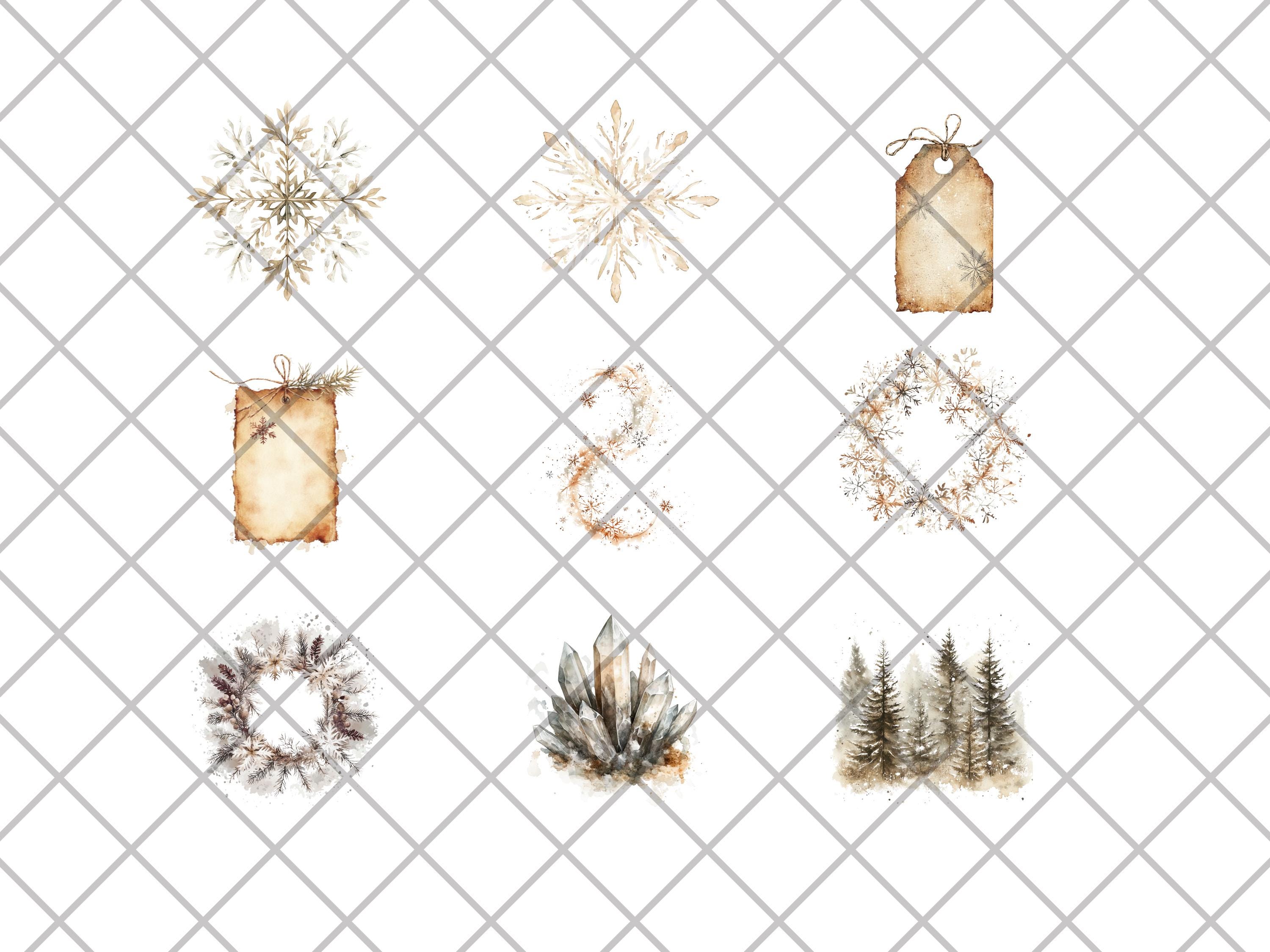 Neutral Snowflake Clipart Bundle Watercolor Snowflake Png Winter ...