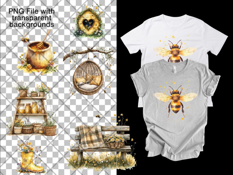 Honeycore Clipart Bundle Bee Png Watercolor Cottagecore Bee Aesthetic ...