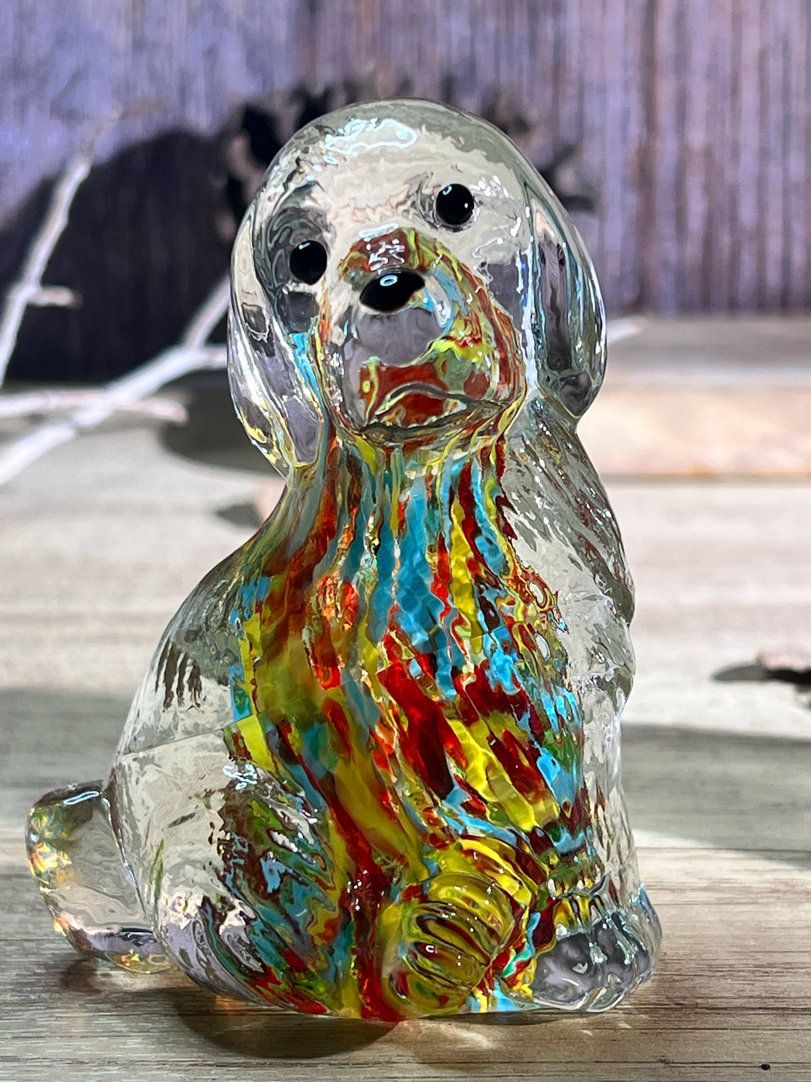 Colorful Hand Blown Glass Dogs, Glass Dogs, Glass Animals, Glass Art ...