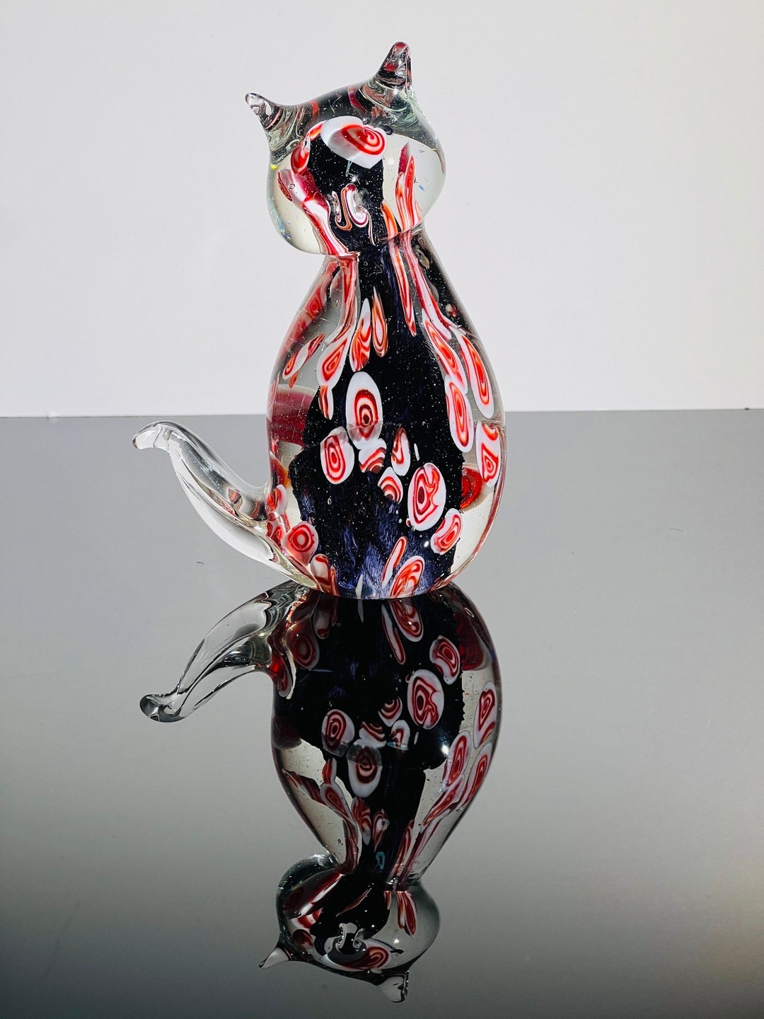 Handcrafted Glass Cat Ornament: Stunning Orange and White Wheel Design ...