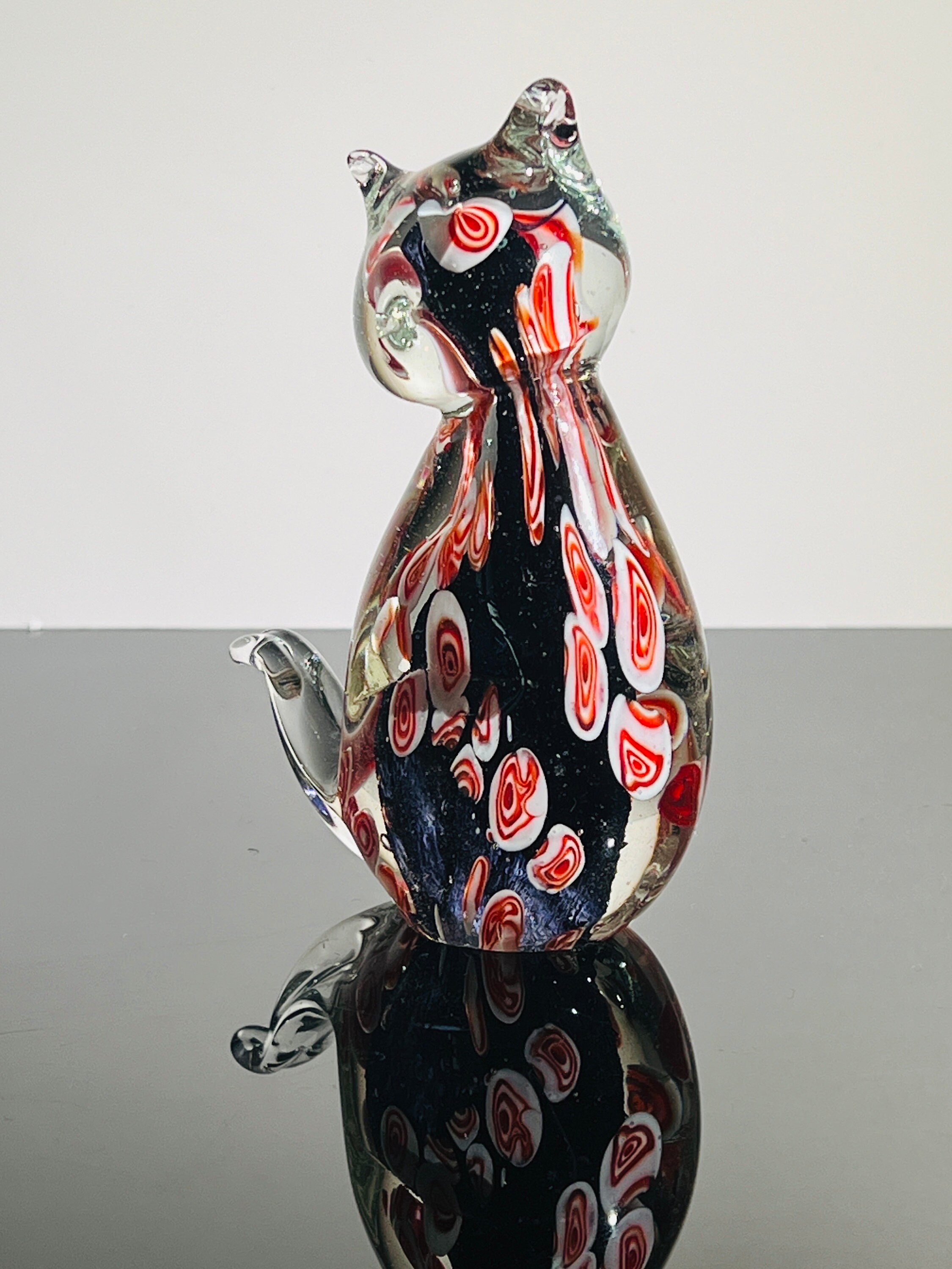 Handcrafted Glass Cat Ornament: Stunning Orange and White Wheel Design ...