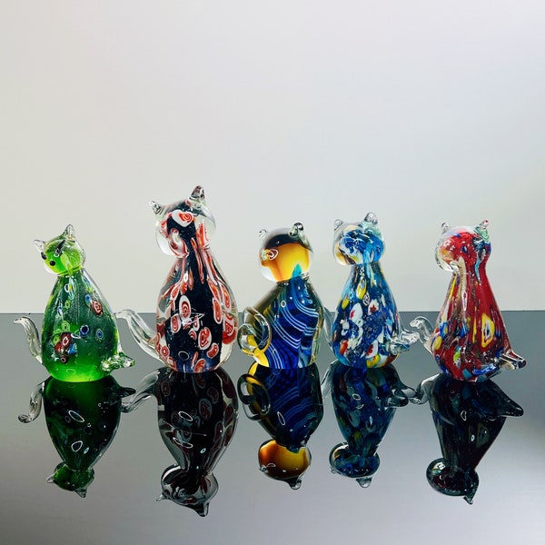 Glass Cat Figurine - Etsy