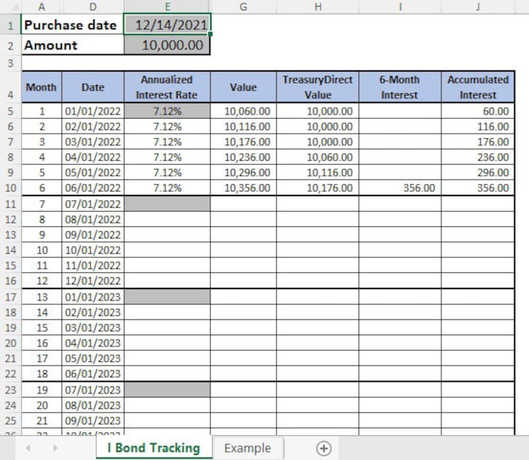Excel Spreadsheet to Track US Treasury I-bonds - Etsy