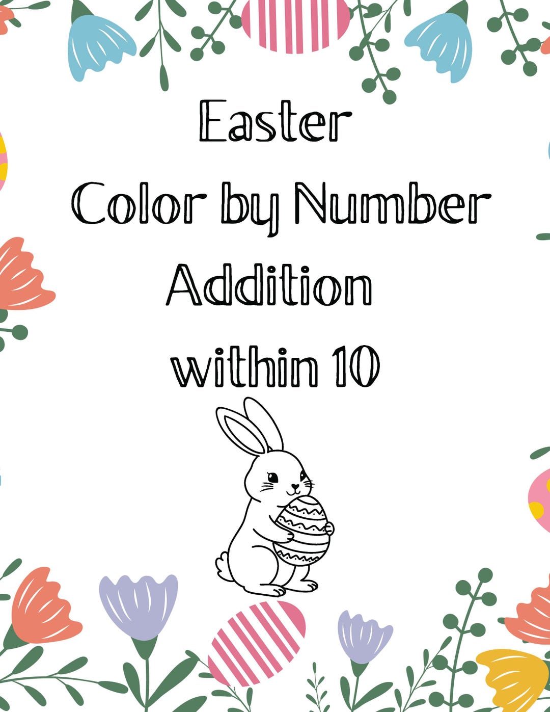 Color by Number Addition Within 10 Easter Themed - Etsy