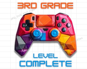Third Grade Level Complete Svg, 3rd Grade Svg, Graduation Video Game ...