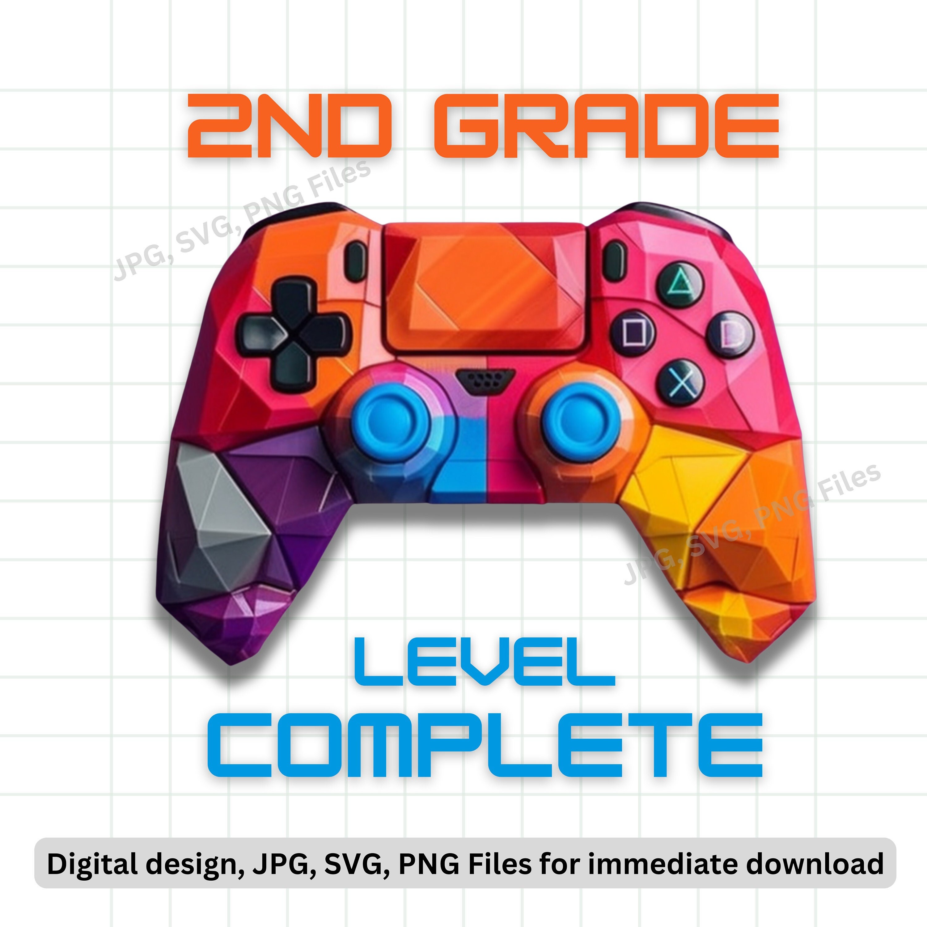 Second Grade Level Complete SVG, 2nd Grade Graduation Video Game, Funny ...