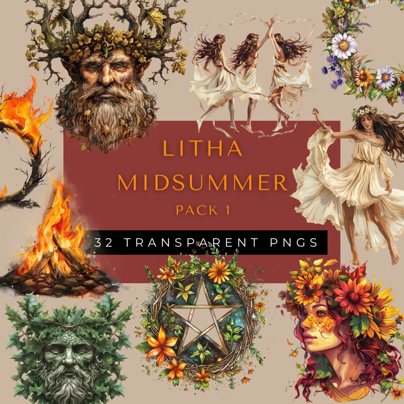 Litha Solstice Clipart, Midsummer, Summer, Wicca Wiccan Celtic Neopagan ...