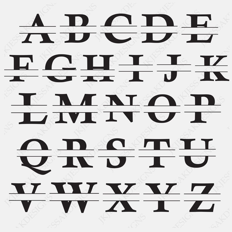 Split Monogram Svg Bundle Split Letter Svg Alphabet Clipart Last Name ...
