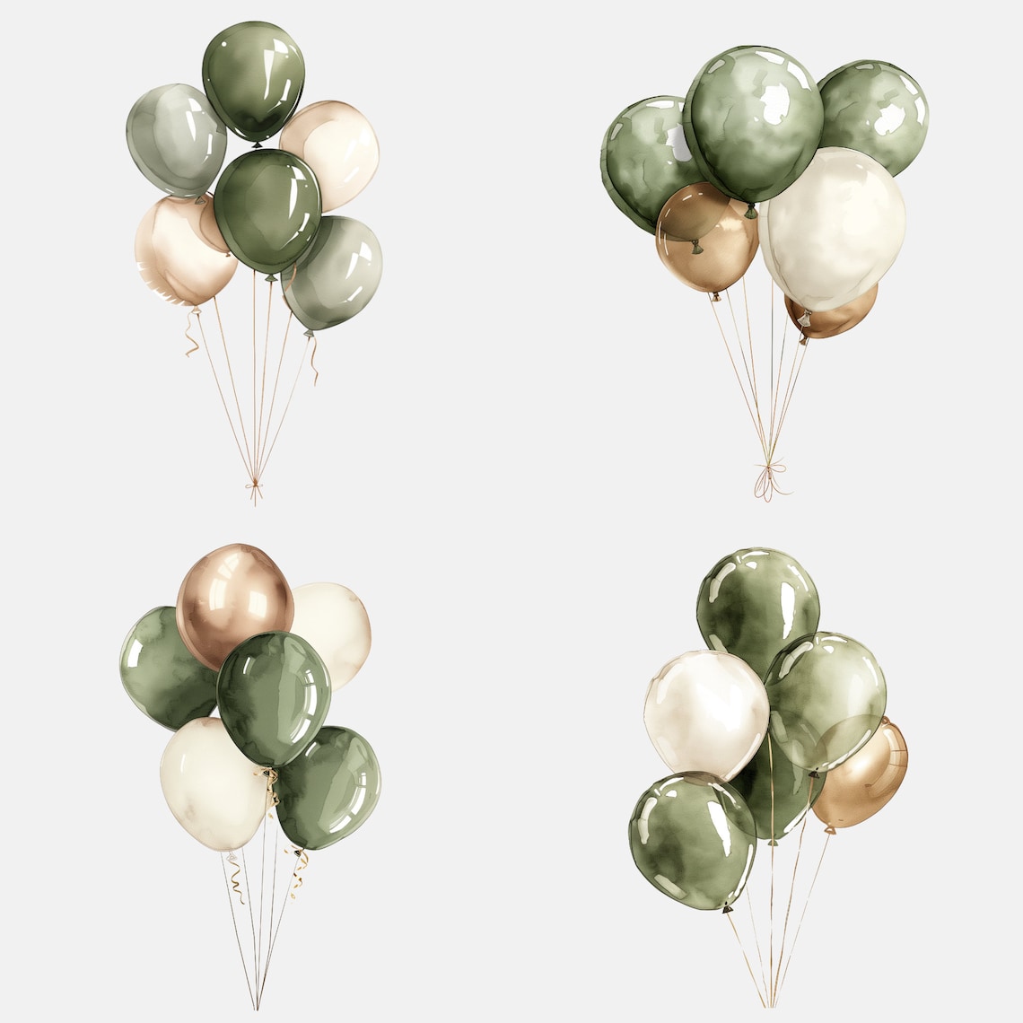 Neutral Balloons Watercolor Clipart | Balloons Png | Neutral Colours ...