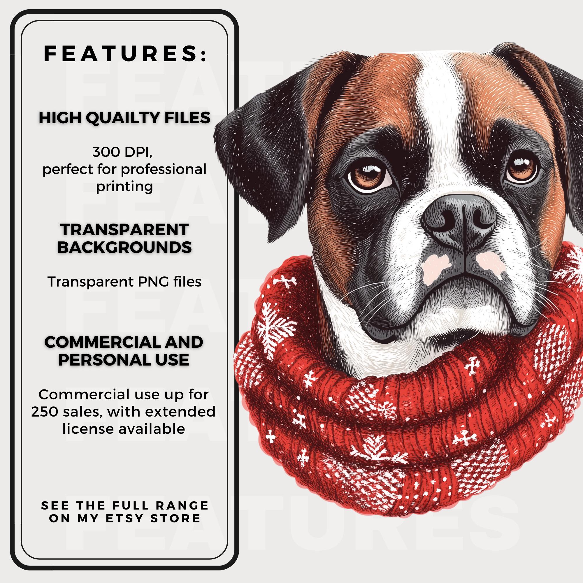 Festive Coats Boxer Xmas Dog Clipart Pack, Boxer Doggy in Holiday Hats ...