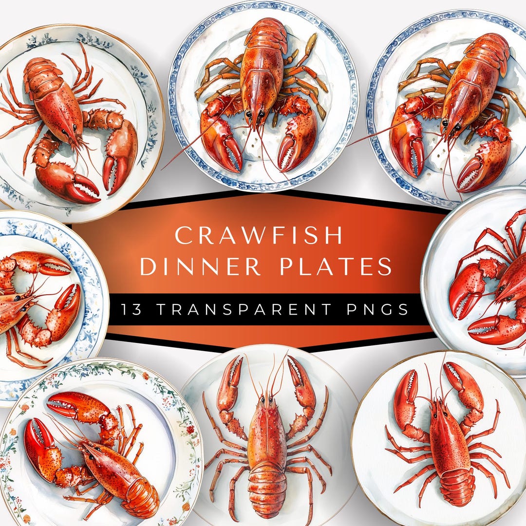 Crawfish Boil Dinner Plates, Seafood PNG, Crayfish, Lets Get Cray ...