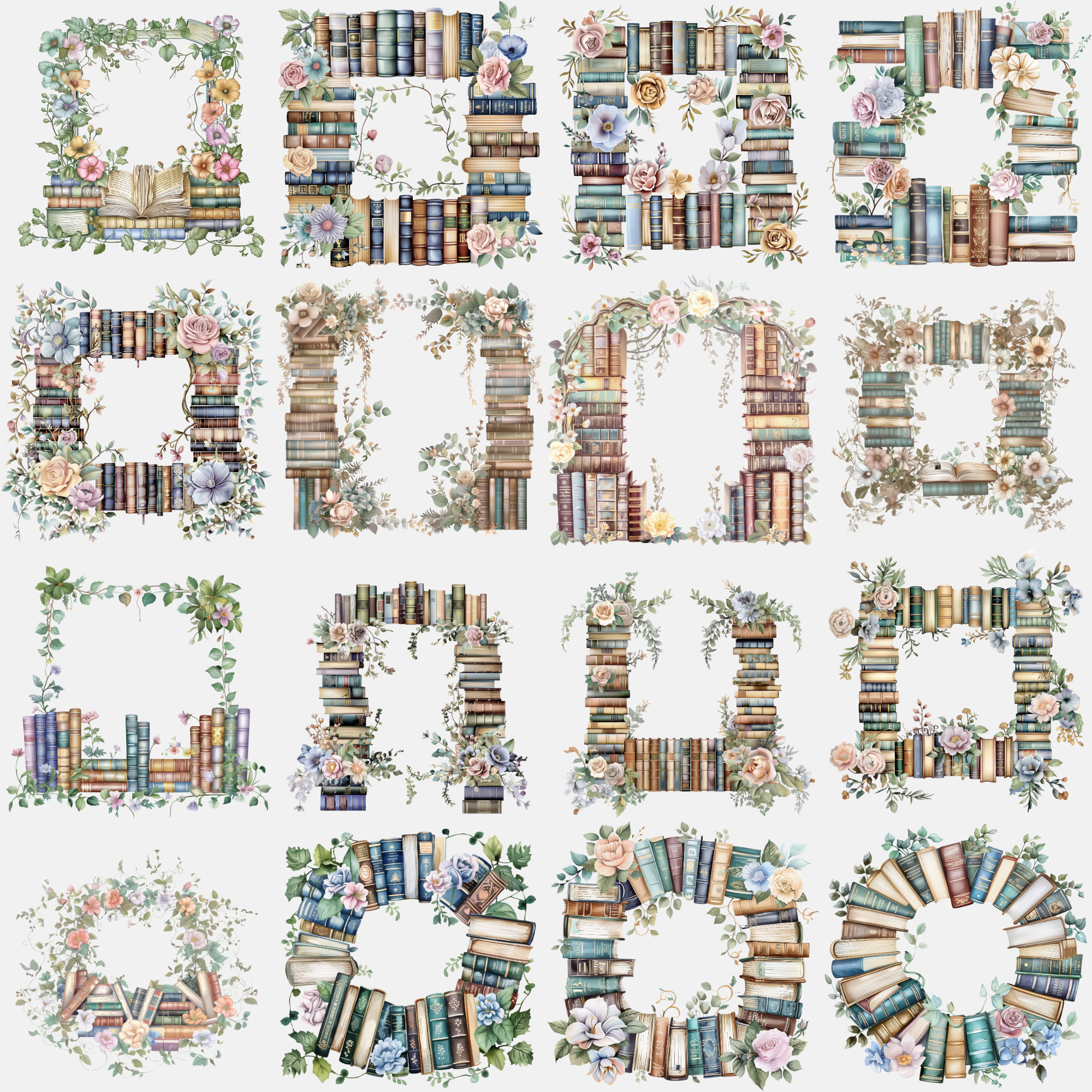 Books Border, Books Frames, Watercolor Clipart, Books Clipart PNG, Book ...