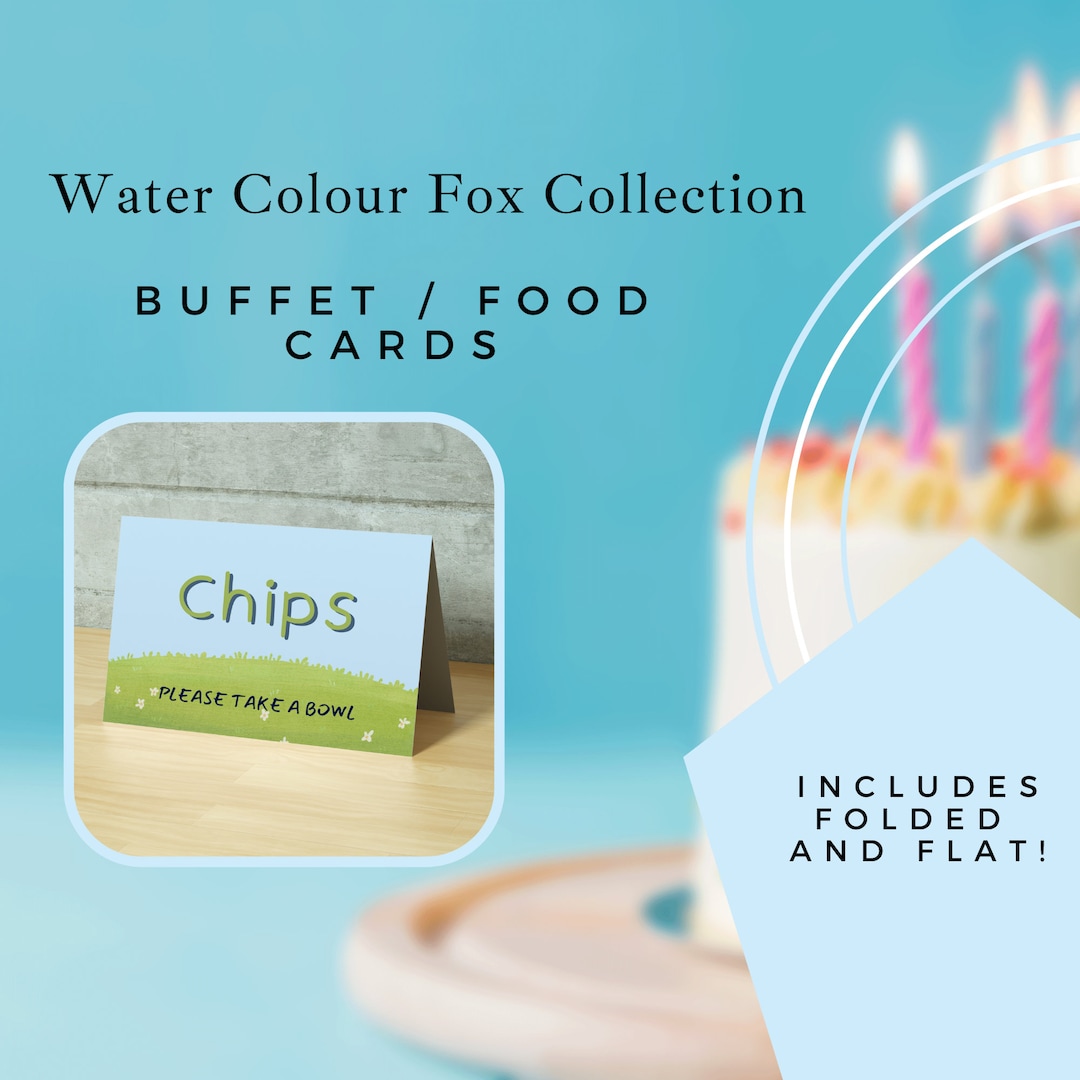 Buffet Food Card Template Birthday Party Buffet Food Cards Birthday ...
