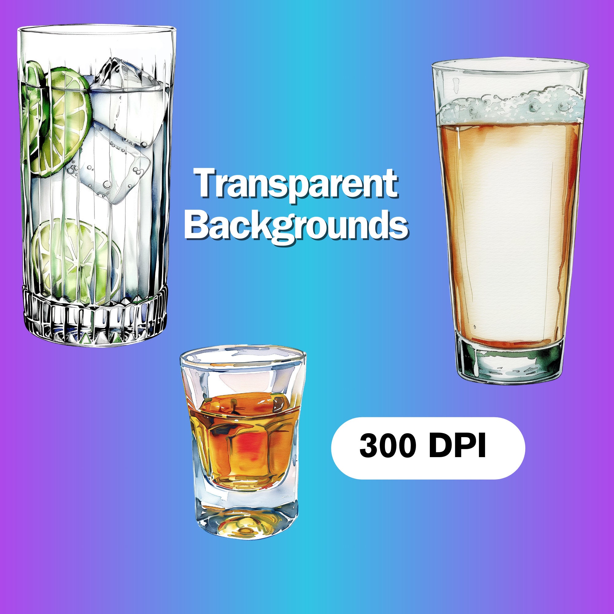 Alcohol Drinks Clipart, Alcoholic Png Cocktail Illustration, Beverage ...