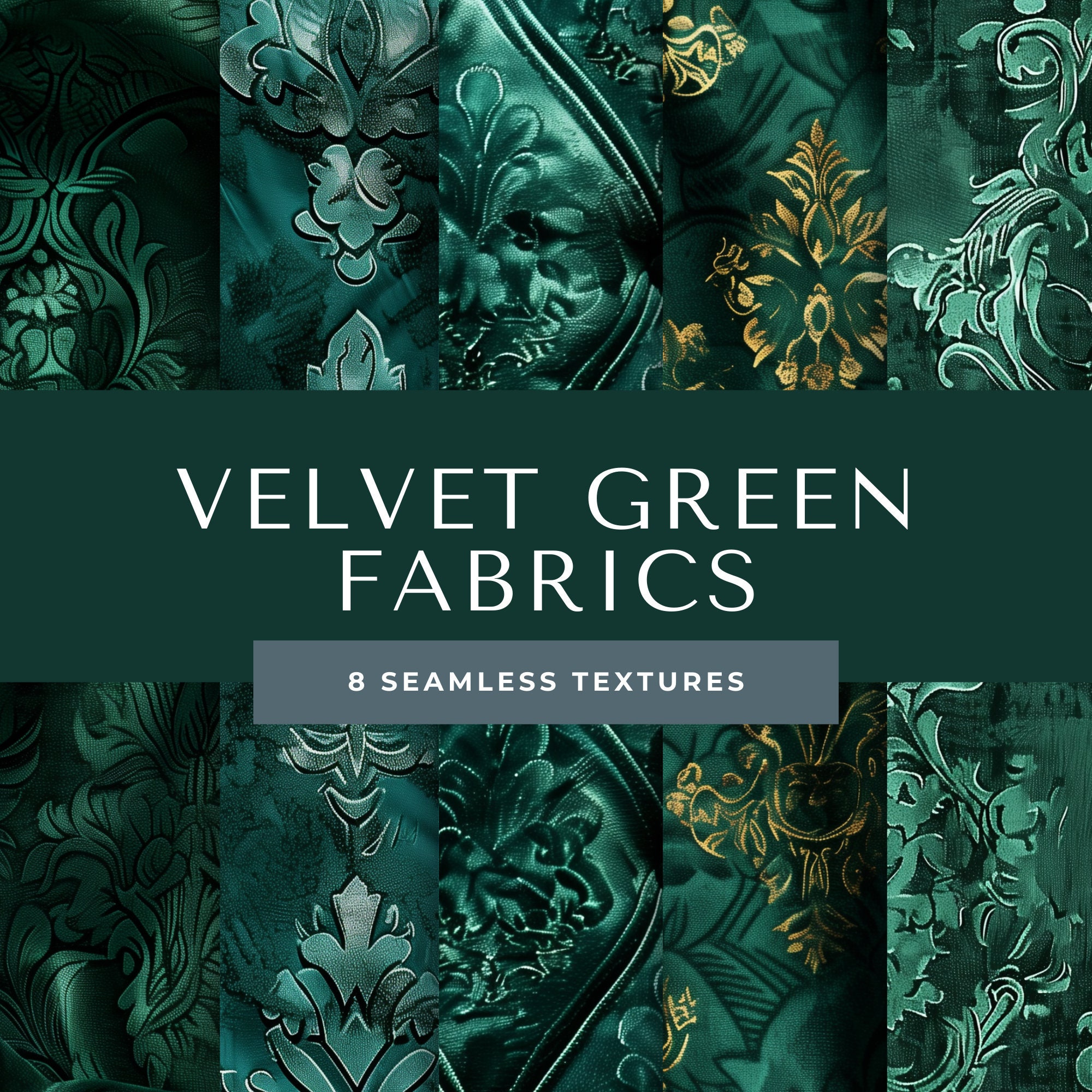 Luxury Velvet Green Seamless Digital Paper, Fabric Textures, Luxurious ...