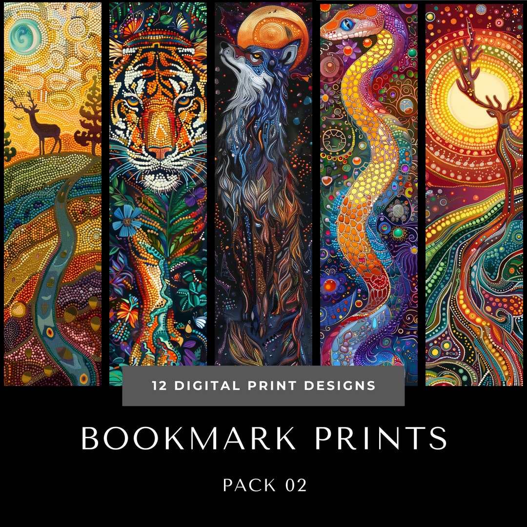 Animal Bookmark Prints, Beaded Designs, Print at Home, Digital Art ...