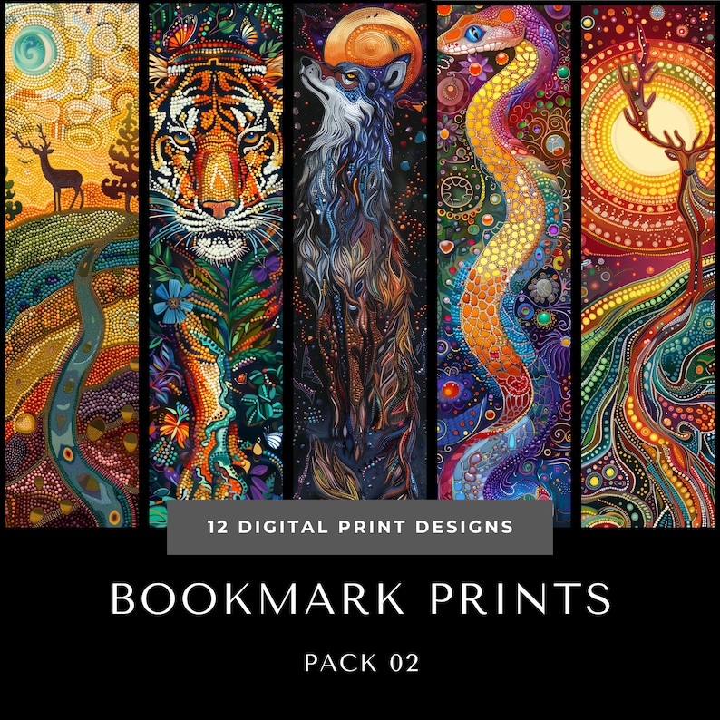 Animal Bookmark Prints, Beaded Designs, Print at Home, Digital Art ...